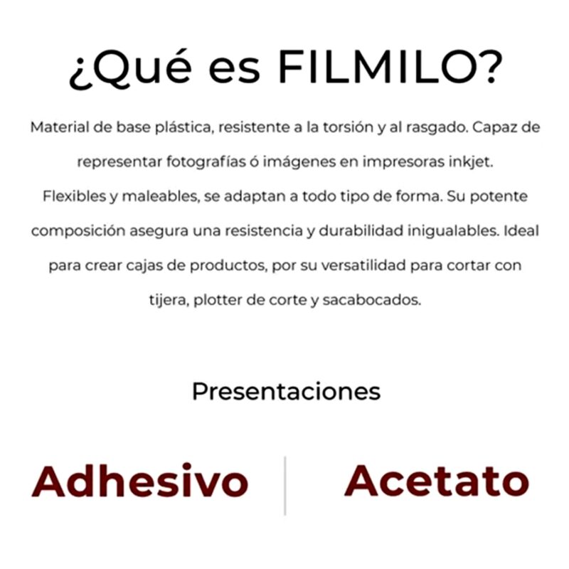 Papel Filmilo Adhesivo x unidad Linea Art Jet – Insumos Abraham